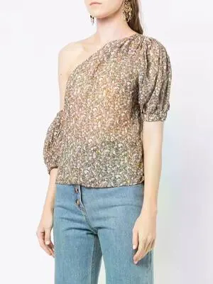 MARANT ETOILE Floral Print Asymmetric Blouse - Multicolour