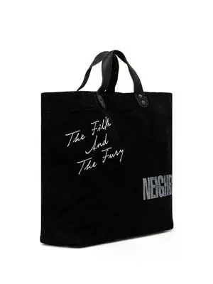 NEIGHBORHOOD Canvas Leather-handle Tote Bag - Black