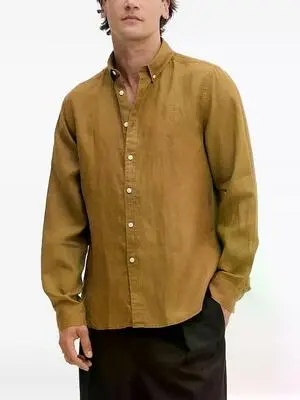 LES DEUX Embroidered Linen Shirt - Brown