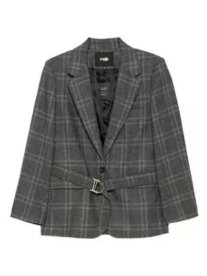 Maje Checked Belted Blazer