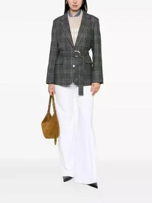 Maje Checked Belted Blazer