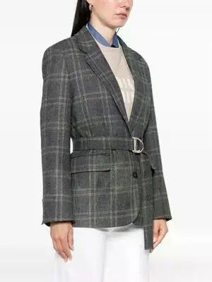Maje Checked Belted Blazer