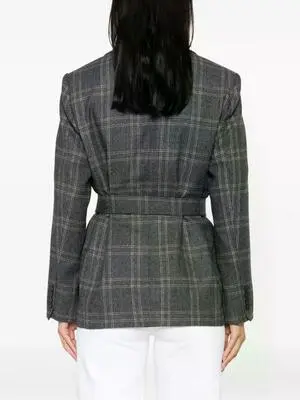 Maje Checked Belted Blazer