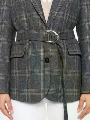 Maje Checked Belted Blazer