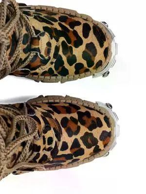 NEW ROCK 100mm Leopard Print Combat Boots