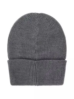 Dolce & Gabbana Ribbed Beanie Hat With Logo Patch - Grey