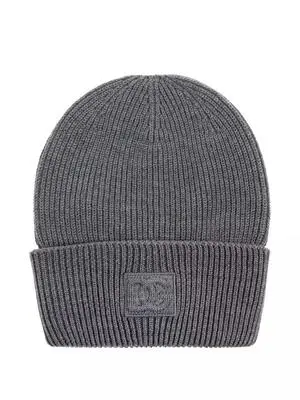 Dolce & Gabbana Ribbed Beanie Hat With Logo Patch