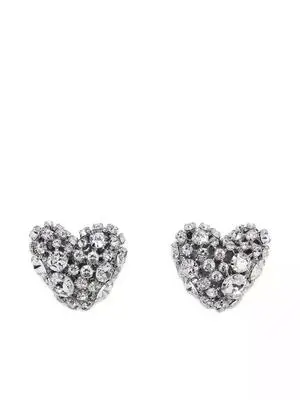 AREA Crystal-Cluster Heart Earrings