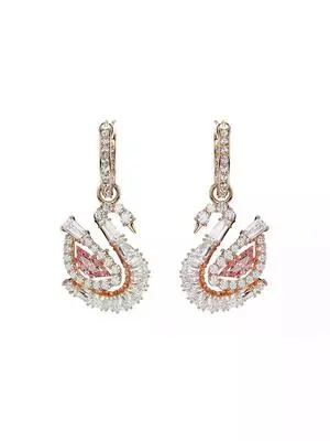 SWAROVSKI Swan Drop Hoop Earrings - Pink