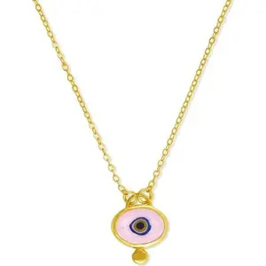 OTTOMAN HANDS Alara Evil Eye Pendant Necklace - Pink