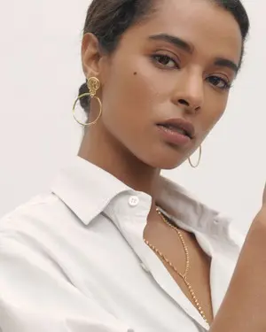 OTTOMAN HANDS Myia Coin Front Hoop Earrings