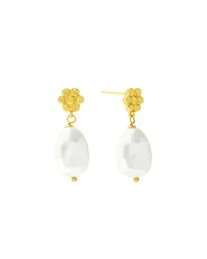 OTTOMAN HANDS Mavis Drop Stud Earrings - Brass