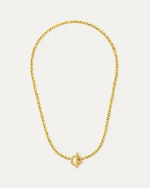 OTTOMAN HANDS Thea Snake Chain Necklace With T-Bar Brass