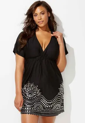 SWIMSUITS FOR ALL Kate V-neck Cover Up Dress - Midnight