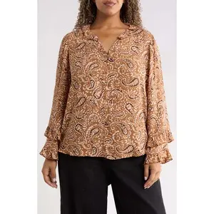 WIT & WISDOM Leopard Print Ruffle Blouse