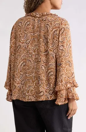 Wit & Wisdom Leopard Print Ruffle Blouse