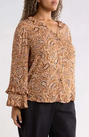 Wit & Wisdom Leopard Print Ruffle Blouse