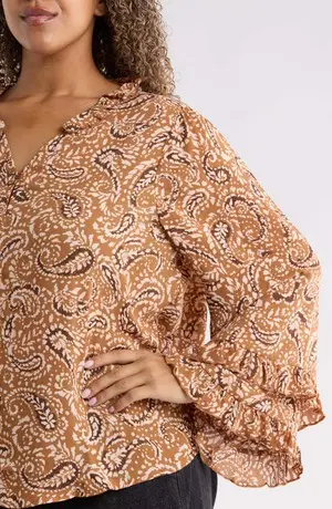 Wit & Wisdom Leopard Print Ruffle Blouse