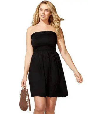 SWIMSUITS FOR ALL Jenna Bandeau Cover Up Dress - Black