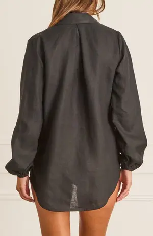AQUA BLU AUSTRALIA Relaxed Fit Odilia Beach Shirt - Black