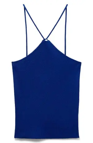 Mango Twist Neck Knit Top - Vibrant Blue