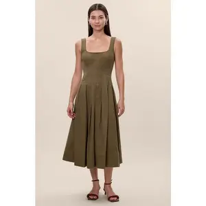 Rebecca Taylor Edith Garment-dyed Midi Dress - Olive