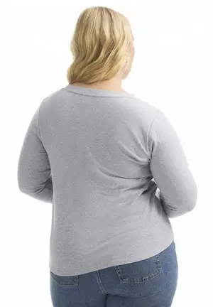 JUNE + VIE Ribbed Crewneck Top - Medium Heather Grey