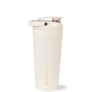 HYDROJUG Insulated Stainless Steel Shaker 24 Oz Bottle With Silent Mixing Grate & Flip Lid - Cream