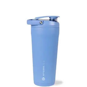 HYDROJUG Insulated Stainless Steel Shaker 24 Oz Bottle With Silent Mixing Grate & Flip Lid - Light Blue