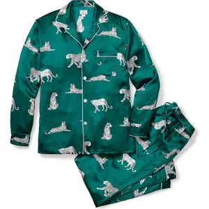 PETITE PLUME Panther Print Silk Pajamas - Green