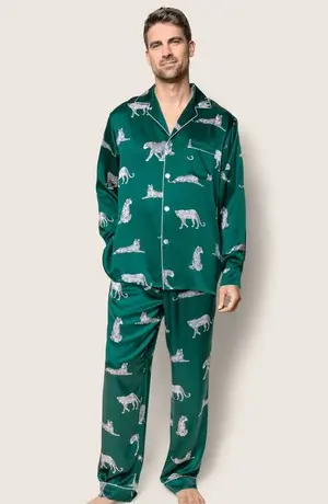 PETITE PLUME Panther Print Silk Pajamas