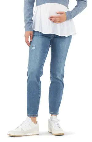 RIPE MATERNITY Dylan Distressed Jeans - Blue