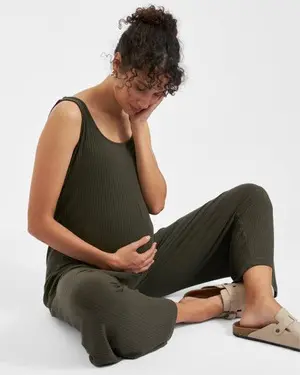RIPE MATERNITY Bobby Rib Jumpsuit - Khaki