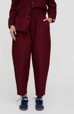 TURTLEDOVE LONDON Organic Cotton Barrel Leg Trousers - Red