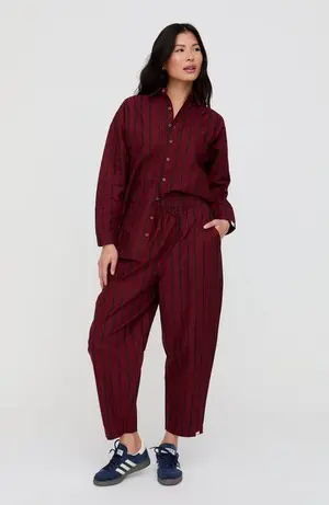 TURTLEDOVE LONDON Organic Cotton Barrel Leg Trousers - Red