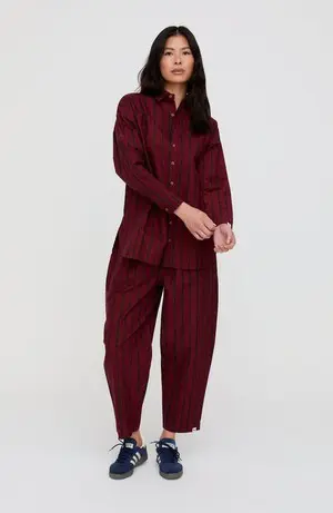 TURTLEDOVE LONDON Organic Cotton Barrel Leg Trousers - Red
