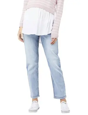RIPE MATERNITY Jamie Girlfriend Relaxed Fit Jeans - Pale Blue