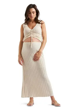 RIPE MATERNITY Misha Rib Knit Tank - Stone