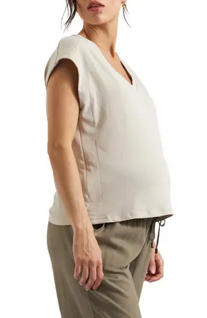 RIPE MATERNITY Marly Zip Nursing Tee - Stone