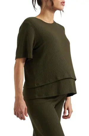 RIPE MATERNITY Rib Nursing Top - Khaki