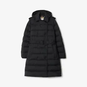 Burberry Mid-length Hooded Puffer Coat - Black