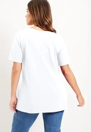 JUNE + VIE Short-sleeve V-neck Tunic - Black