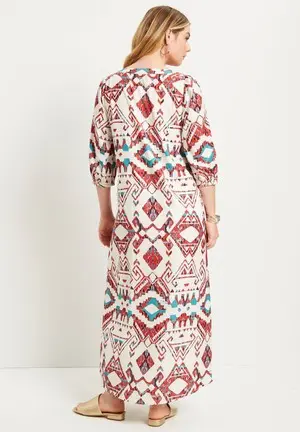 JUNE + VIE Paisley Print Tasseled Maxi Dress - Multi Boho Patchwork