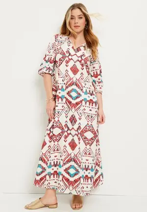 JUNE + VIE Paisley Print Tasseled Maxi Dress - Multi Boho Patchwork