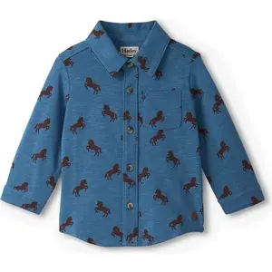 HATLEY Ranch Horses Print Knit Print Button-up Shirt