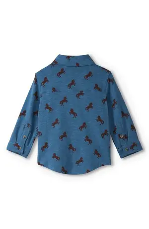 HATLEY Ranch Horses Print Knit Print Button-up Shirt