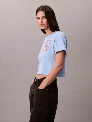 Calvin Klein Script Logo Boxy T-shirt - Moderate Blue