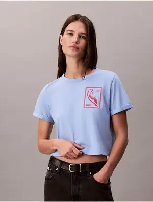 Calvin Klein Script Logo Boxy T-shirt - Moderate Blue