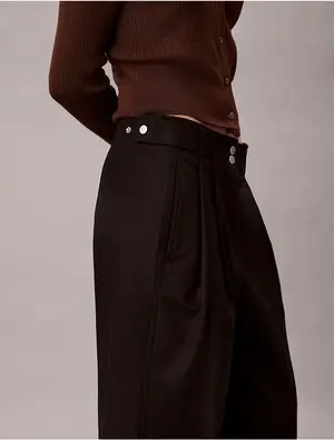 Calvin Klein Adjustable Wide Leg Chino Pants - Black