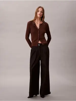 Calvin Klein Adjustable Wide Leg Chino Pants - Black